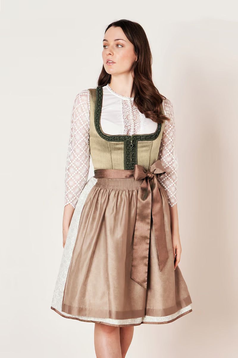 Kruger Midi Dirndl 2pcs. 60cm "Danila" grun (low stock) – CA Dirndl Haus