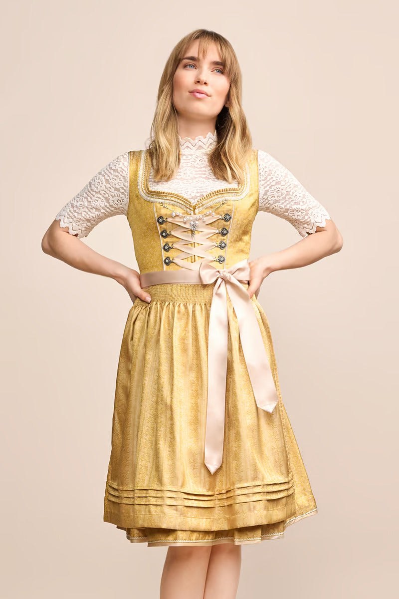 (new) Kruger Midi Dirndl 2pcs. 60cm "Stilla" yellow – CA Dirndl Haus