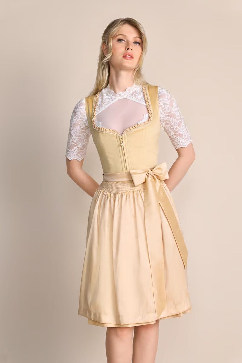 Kruger Midi Dirndl 2pcs. 60cm "Annina" yellow (40) – CA Dirndl Haus